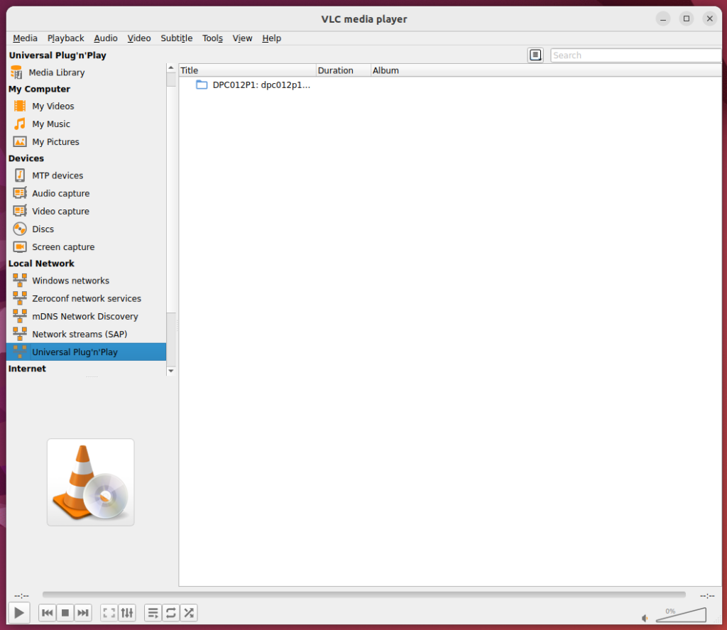 VLCでDLNAサーバに接続する！（Ubuntu Desktop 22.04）