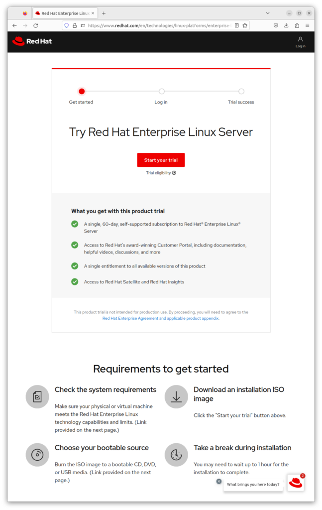 Red Hat製品の評価版を入手する！