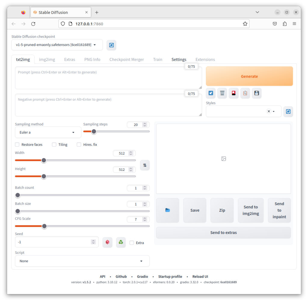Stable Diffusion Web UIをインストールする！（Ubuntu Desktop 22.04／CUDA）
