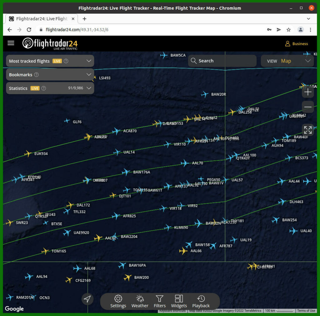 Flightradar24で洋上航路（OCEANIC TRACK）を表示する！（Gold以上）